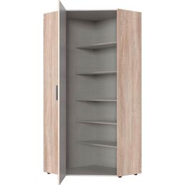 Eckschrank wimex, B:80cm H:185cm T:80cm, braun, Spanplatte, Schlafzimmer, Schr&auml;nke, "M&uuml;nster Eckl&ouml;sung", Mehrzweckschrank mit 5 Einlegeb&ouml;den