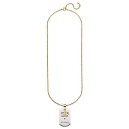 Bruno Banani Herren Kette mit Anh&auml;nger "Schmuck Geschenk Halskette Ankerkette, Krone feste Gravur "His Queen"", Edelstahl, L: 50 B: 2,5mm, gold,
