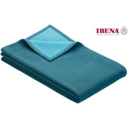 Wohndecke Ibena, B:140cm L:200cm, blau, Baumwolle, Wohndecken, "Cotton Pur", in trendigen Farben