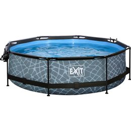 Framepool EXIT, H:76cm &Oslash;:300cm, grau, Schwimmbecken, "inkl. multifunktionaler Abdeckung", &Oslash;xH: 300x76 cm, mit Filterkartuschen-Pumpe und Abdeckung
