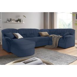 Wohnlandschaft DOMO collection, B:308cm H:91cm T:200cm, blau, Luxus-Microfaser (100% Polyester), mit Muster;Struktur (100% Polyester), Sofas, "Bahia