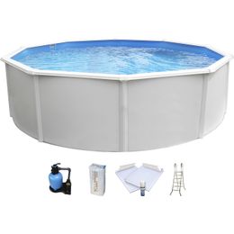 Rundpool KWAD, B:360cm H:132cm L:360cm, grau, Schwimmbecken, "&raquo;Supreme&laquo; all in Premium Folie", &Oslash;xH: 360x132cm, inkl. Bodenisolationsset