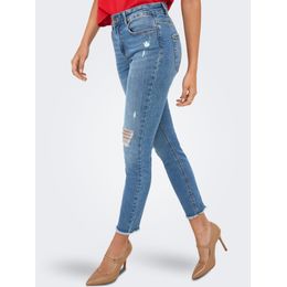 Only Damen Skinny-fit-Jeans "ONLBLUSH MID WAIST ANK RW SKINNY DES DNM", blau, Gr. M, unifarben, Denim/Jeans, Obermaterial: 93% Baumwolle, 5%