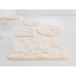 Badematte Grund, H:27mm, beige, Kunstfaser, Badematten, "Melos, Badvorleger, Badezimmer Teppich, sehr weich", melierte Optik, sehr weicher Flor,