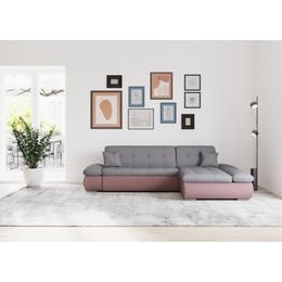 Ecksofa DOMO collection, B:300cm H:80cm T:172cm, lila, Kunstleder SOFTLUX / Struktur (90% Polyester/ 10% Polyacryl);Microfaser PRIMABELLE (100%