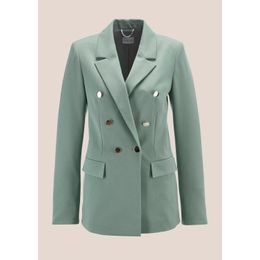 Madeleine Mode MADELEINE Damen Jackenblazer "Blazer Zweireihiger Longblazer", grün, Gr. 36, Obermaterial: 78% Polyester PES. 18% Viskose CV. 4% Elasthan EL., Blazer