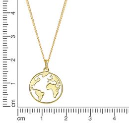 OROLINO Damen Kette mit Anh&auml;nger "Gold 375 mit Weltkugel-Motiv 42/45cm lang", 42/45cm, Gold, L: 45 B: 14mm, gelb, Gold, B:14mm, Halsketten