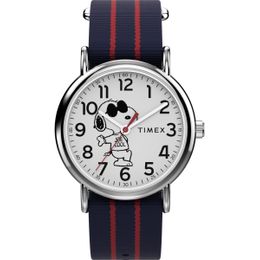 Timex Damen Quarzuhr "Timex x PEANUTS Timex WEEKENDER", blau, Armbanduhren, Armbanduhr, Damenuhr, Textilarmband, analog