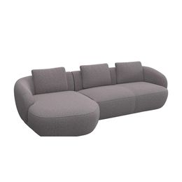 Wohnlandschaft FLEXLUX, B:276cm H:85cm T:146cm, braun, Sofas, "Torino, rund, L-Form, Sofa-Ecke mit Recamiere, Longchair-Sofa", Modernes, organisches