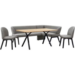 Eckbankgruppe Home Affaire, B:215cm H:87cm T:150cm, grau, FSC-zertifizierter Holzwerkstoff, FSC-zertifiziertes Massivholz, Metall, Polyester, Küche,