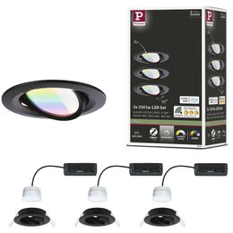 Paulmann LED Einbauleuchte "LED Einbauleuchte Nova Coin rund 84mm 50", 3, Ø 8,4cm, 3 Stk., schwarz, Leuchten, Memoryfunktion, Farbwechsler,