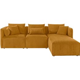 Ecksofa OTTO HOME, B:262cm H:74cm T:172cm, gelb, 92% Polyester, 8% Polyamid, Wohnzimmer, Sofas, "Nöre L-Form", 3 Teile, in vielen Bezugsqualitäten