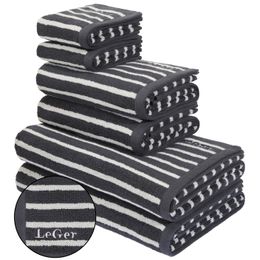 Handtuch Set, schwarz-weiß, LeGer Home by Lena Gercke, Frottier, Obermaterial: 100% Baumwolle, Handtuch-Sets, "Tamsin, Duschtücher, Handtücher,