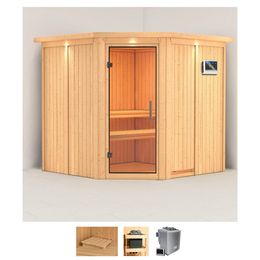 Karibu Sauna "Jarin", Bio-Kombiofen, externe Steuerung, 9 kW, beige, Saunen, Ofen 9 kW Bio externe Strg easy