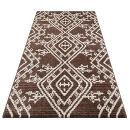 Teppich Carpet City, B:80cm H:10mm L:300cm, braun, Polyester, Wohnzimmer, Teppiche, "April 2291", L&auml;ufer, weich durch Microfaser, Boho Ethno Look,