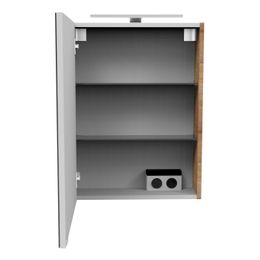Spiegelschrank Fackelmann, B:50cm H:68cm T:15,3cm, braun, Glas, Badezimmer, Schr&auml;nke, "SBC", Aufsatzleuchte, Schalter und Steckdose, Breite 50cm,