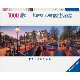 Ravensburger Kinder Puzzle "Panorama, Abend in Amsterdam", bunt, B:98cm H:38cm, Puzzles, Made in Germany
