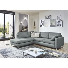 Ecksofa DIE PLANBAR, B:261cm H:82cm T:220cm, blau, 100% Polyester, Wohnzimmer, Sofas, "MP-IN19027 L-Form", wahlweise mit Bettfunktion, mit Kaltschaum
