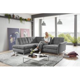 Ecksofa DIE PLANBAR, B:242cm H:87cm T:116cm, grau, 100% Polyester, Wohnzimmer, Sofas, "MP-IN20016 L-Form mit Kaltschaum-Polsterung", wahlweise mit