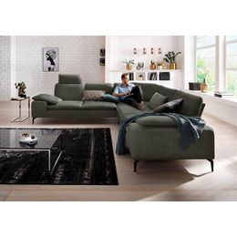 Ecksofa W.Schillig, B:318cm H:83cm T:298cm, grün, Chenille-Flachgewebe R66 (85% Polyester, 15% Nylon), Wohnzimmer, Sofas, "valentinoo, Designsofa,