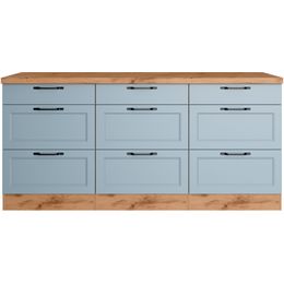 Unterschrank KOCHSTATION, B:180cm H:86cm T:60cm, blau, Holzwerkstoff, MDF, K&uuml;che, Schr&auml;nke, "KS-Lana", Breite 180 cm