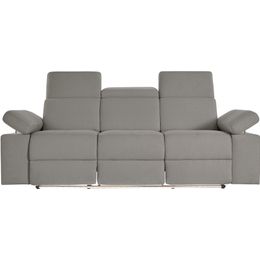 3-Sitzer Home Affaire, B:229cm H:98cm T:99cm, grau, Struktur fein (95% Polyester 5%Nylon), Sofas, "Kilado", mit 2x Relaxfunktion, verstellbarer