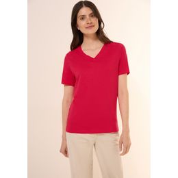 Cecil Damen T-Shirt, rot, Gr. XXL, unifarben, Web, 50% Baumwolle, 50% Modal, Shirts, mit V-Ausschnitt