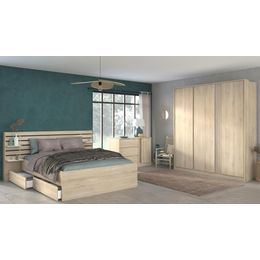 Schlafzimmer-Set Parisot, braun, Schlafzimmerm&ouml;bel-Sets, viel Stauraum, sch&ouml;ne Optik, Eins&auml;tze an Schrank und Kommode drehbar