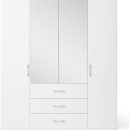 Dreht&uuml;renschrank, B:201cm H:223cm T:60cm, wei&szlig;, SET ONE BY Musterring, Holzwerkstoff, Schr&auml;nke, "Henderson", mit Spiegel und 3 Schubladen, inkl.