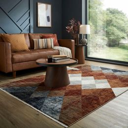 Teppich FLAIR RUGS, B:160cm H:8mm L:234cm, rot, Polypropylen, Wohnzimmer, Teppiche, "Bradley Geo", Teppich, Wohnzimmer, Schlafzimmer, Esszimmer
