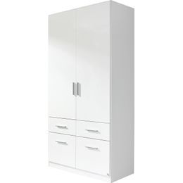 Dreht&uuml;renschrank Rauch, B:91cm H:197cm T:54cm, wei&szlig;, Holzwerkstoff, Schr&auml;nke, "Kleiderschrank Schrank Garderobe Schlafzimmerschrank CELLE", in 4