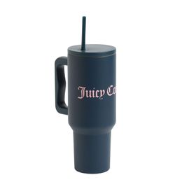 Juicy Couture Damen Thermobecher "STEEL TUMBLER WITH STRAW Unisex", blau, Edelstahl, Trinkgef&auml;&szlig;e, Getr&auml;nkebecher, gro&szlig;e Tasse, mit Strohhalm, hei&szlig;