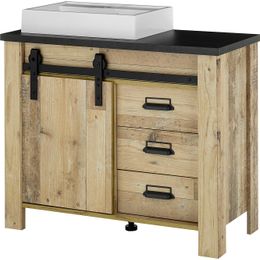 Waschtisch Home Affaire, B:95cm H:91cm T:43cm, braun, Badezimmer, Waschtische, "SHERWOOD, Waschbeckenunterschrank inkl. Waschbecken", in 2 Farben