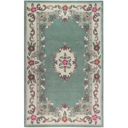 Wollteppich FLAIR RUGS, B:75cm H:10mm L:150cm, grün, Wolle, Teppiche, "Aubusson", Wolle, Teppich, Wohnzimmer, Schlafzimmer, Esszimmer