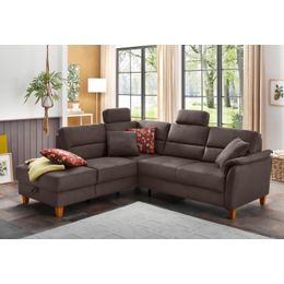 Ecksofa Home Affaire, B:236cm H:89cm T:212cm, braun, 100% Polyester;Struktur (100% Polyester);Luxus-Microfaser in Lederoptik (100% Polyester),