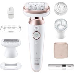 Braun Damen Epilierer "Silk-&eacute;pil Flex 9 9-360", rosa, Epilierer, mit Rasier-, Trimmer- & Peelingaufsatz, Mini-Rasierer f&uuml;r das Gesicht