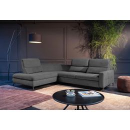 Ecksofa Alina, B:286cm H:127cm T:228cm, grau, Struktur fein TCM (100% Polyester), Wohnzimmer, Sofas, "Louis", Breite 286 cm, R&uuml;ckenlehnenverstellung,