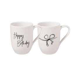 Villeroy & Boch VILLEROY & BOCH Becher "Kaffeebecher Happy Birthday Statement 280 ml 2er Set weiß", weiß, Trinkgefäße