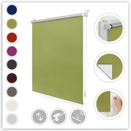 Seitenzugrollo, B:110cm H:150cm, gr&uuml;n, LICHTBLICK ORIGINAL, Polyester, Rollos, "Klemmfix Hitzeschutz", mit Thermobeschichtung