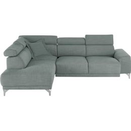 Ecksofa 3C CANDY, B:249cm H:79cm T:209cm, blau, 100% Leder, Wohnzimmer, Sofas, "Greve Sofa immer mit manuelle Kopfteilverstellungen, modern,