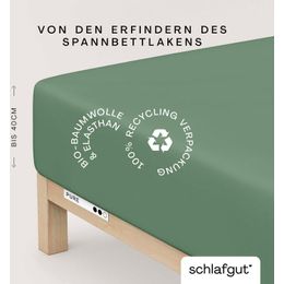 Spannbettlaken Schlafgut, gr&uuml;n, Jersey-Elasthan, Obermaterial: 95% Baumwolle, 5% Elasthan, Bettlaken, "PURE BOXSPRING in Gr. 90x200, 140x200 oder