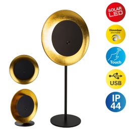 Näve LED Solarleuchte NÄVE, B:11,8cm H:41,5cm L:20cmgoldfraben, Leuchten, "Solan", 4in1 Akku-Solar-Tisch-Hängeleuchte, Touchschalter, USB, dimmbar