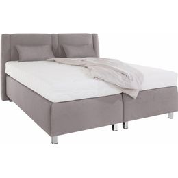 Boxspringbett, grau, Westfalia Schlafkomfort, Kopfteil und seitliche Einfassung Unterbox: Mikrovelours (100% Polyester);Obermatratze und