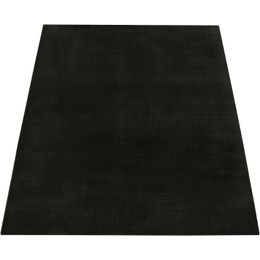 Teppich Paco Home, B:60cm H:14mm L:100cm, schwarz, Polyester, Wohnzimmer, Teppiche, "Cadiz 630", Uni-Farben, besonders weich, waschbar, auch als