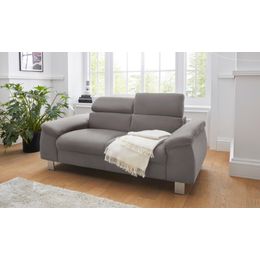 2-Sitzer COTTA, B:177cm T:104cm, grau, Microfaser PRIMABELLE (100% Polyester);Kunstleder SOFTLUX;Feinstruktur (100% Polyester);Kunstleder