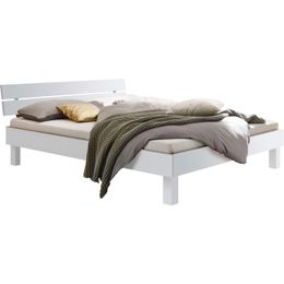 Holzbett Hasena, B:96cm H:36cm L:214cm, wei&szlig;, MDF, Betten, "Prato", Fu&szlig;h&ouml;he 20 cm