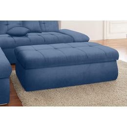 Hocker DOMO collection, B:136cm H:43cm T:64cm, blau, Chenille (85% Polyester, 15% Acryl);Luxus-Microfaser (100% Polyester);Struktur ( 100%