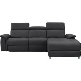Ecksofa Home Affaire, B:259cm H:98cm T:163cm, schwarz, Echtleder/Kunstleder, Wohnzimmer, Sofas, "Pareli, L-Form, 259cm,m. Recamiere, Echtleder,