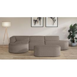Ecksofa OTTO HOME, B:343cm H:72cm T:159cm, grau, 100% Polyester, Wohnzimmer, Sofas, "EIVIND Designer Sofa mit Ottomane rechts/links, B/T/H: