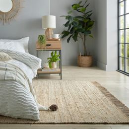Teppich FLAIR RUGS, B:120cm H:10mm L:170cm, beige, Baumwolle, Jute, Kunstfaser, Wohnzimmer, Teppiche, "Levi, aus gewebter Jute"